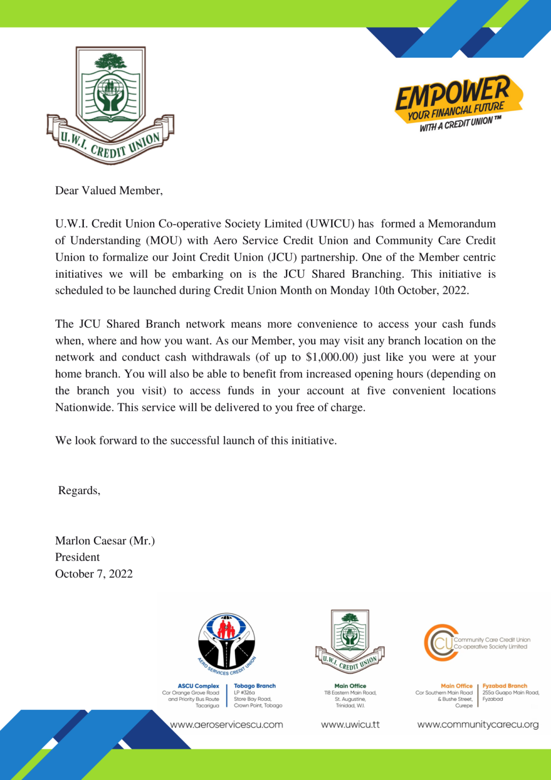 UWICU ICU WEEK 2022 LOAN POP UP PROMOTION | UWI Credit Union