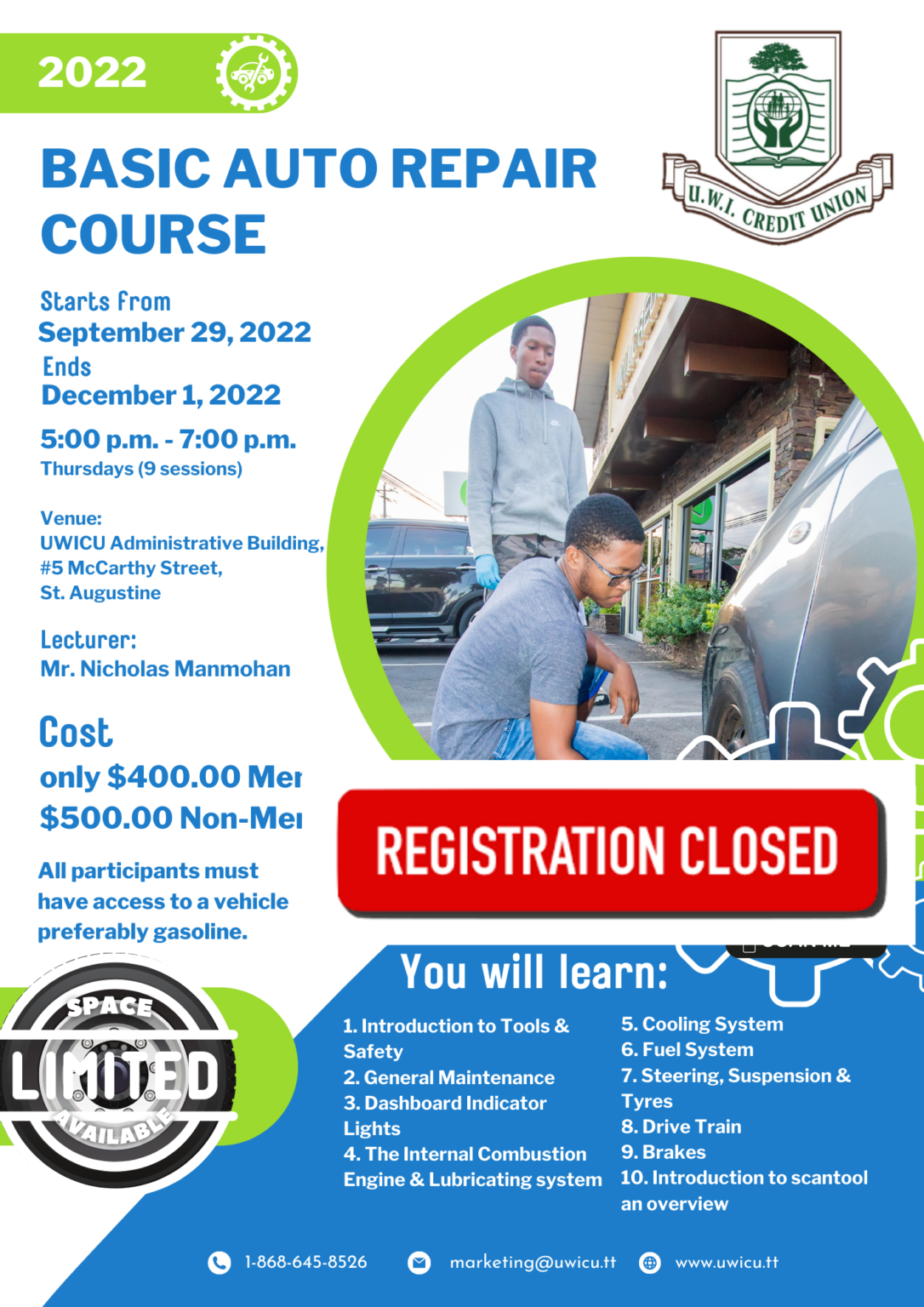 UWICU BASIC AUTO REPAIR COURSE 2022 | UWI Credit Union
